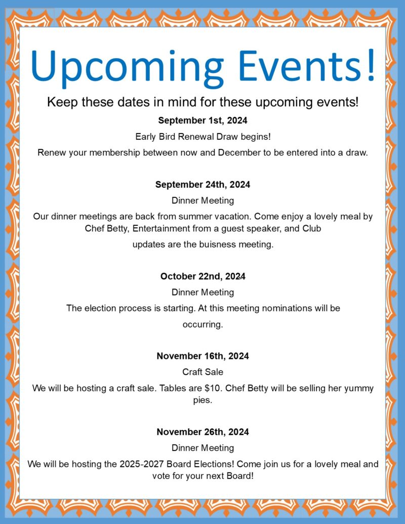 Special Events - North Bay Golden Age Club